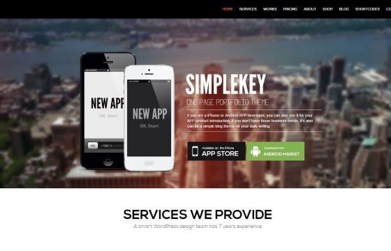 SimpleKey – One Page Portfolio WordPress Theme