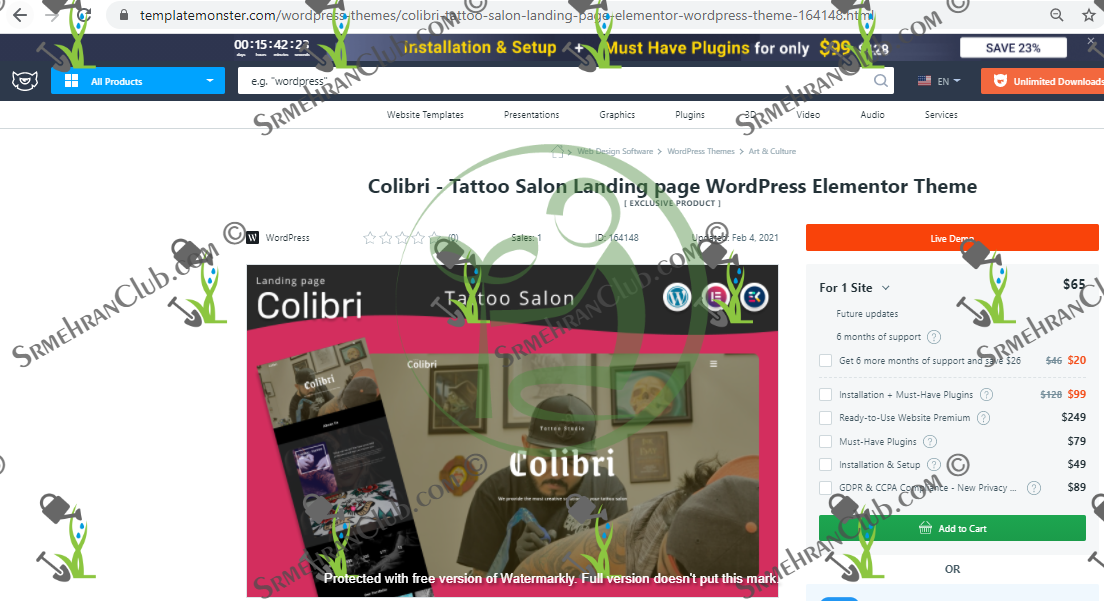 Colibri - Tattoo Salon Landing page WordPress Elementor Theme| Srmehranclub
