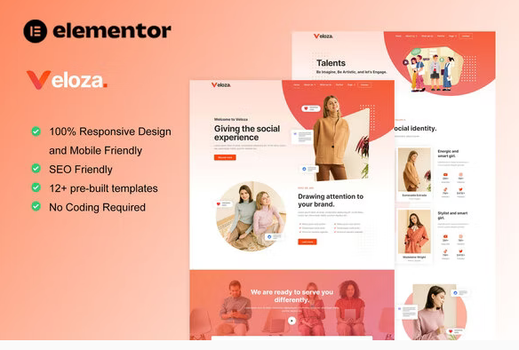 Veloza - Influencer & Talent Agency Elementor Template Kit - Srmehranclub
