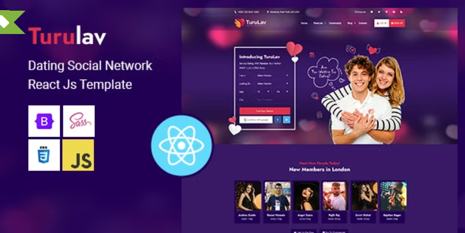 Dating Social Network React Js Template download