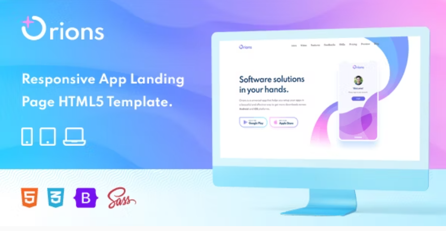 Orions – Responsive App Landing Page HTML Template download