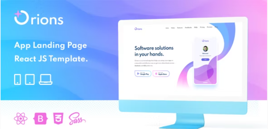 Orions – App Landing Page React JS Template download