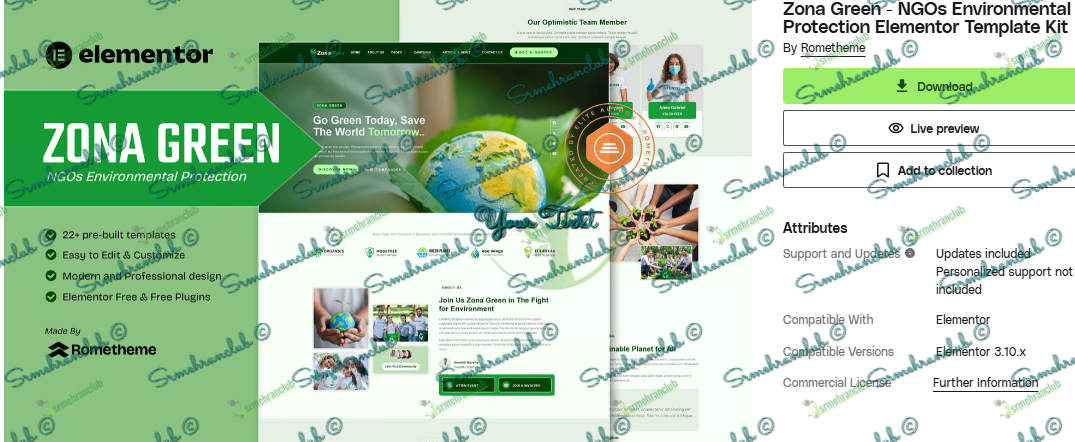 Zona Green - NGOs Environmental Protection Elementor Template Kit Download