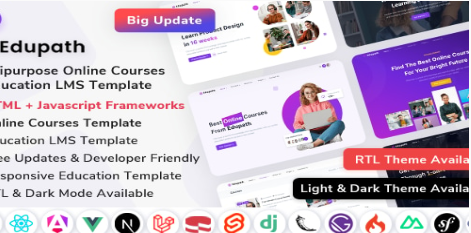 Edupath LMS Nuxt JS Theme Free Download | GPL Licensed